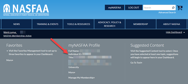 How to Find your Individual/NASFAA ID